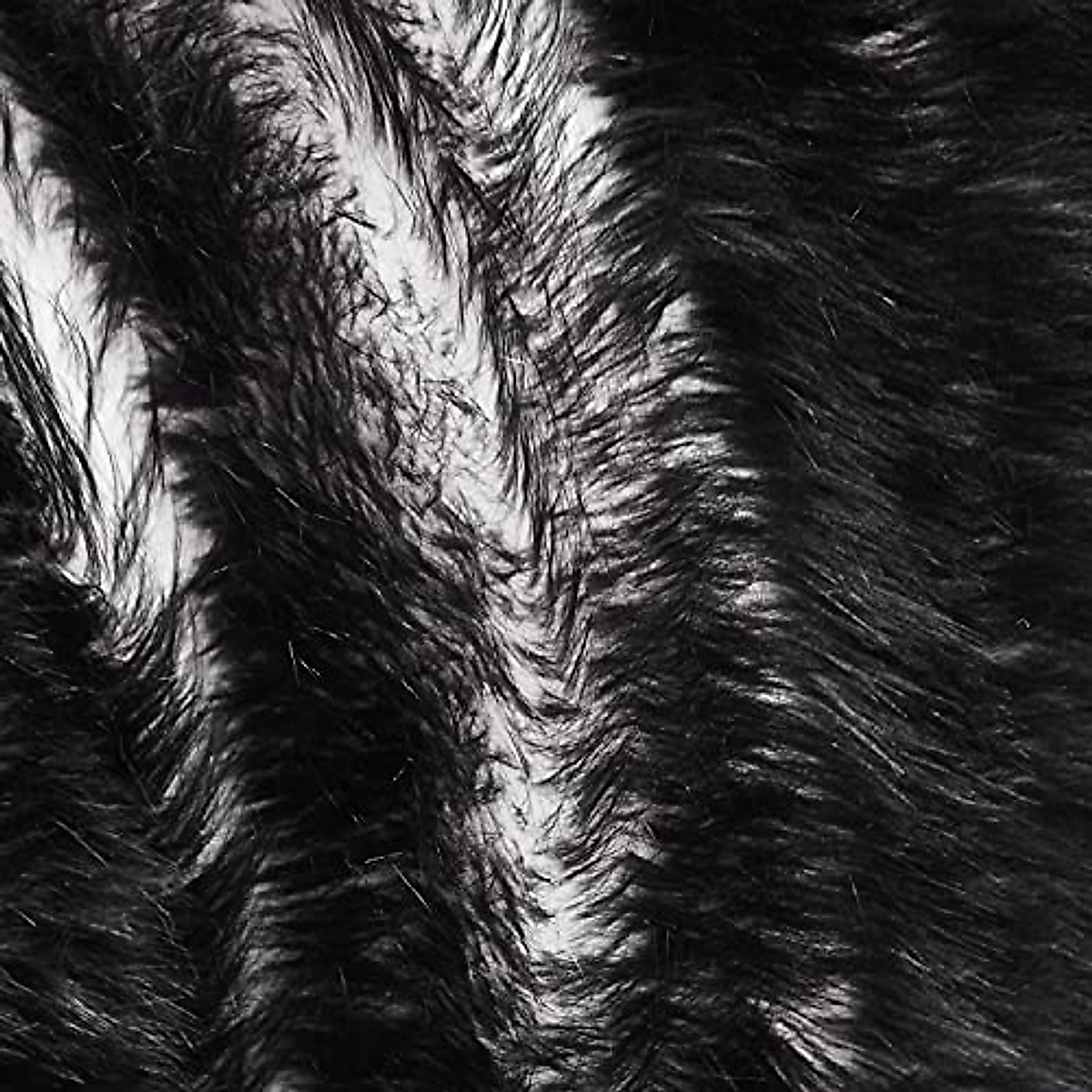 Faux Fake Fur Long Pile Luxury Candy Shaggy Square Patches/Craft, Sewing, Cosplay, Costume, Decorations/Sold by Piece (Candy Black, 10" X 10")