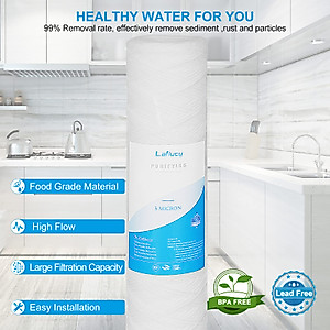 Lafiucy 5 Micron 10" x 2.5" String Wound Sediment Water Filter Cartridge,5 Pack,Whole House Sediment Filtration, Universal Replacement for Most 10 inch RO Unit