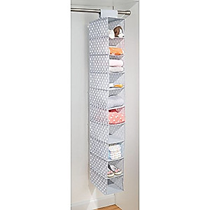 iDesign InterDesign ID jr Fabric Hanging Closet Storage Children's Clothing, Blankets, Toys, Bedding, Accessories-10 Shelves, Gray/White IDjr Polka Dot 10 Shelf Shoe Organizer