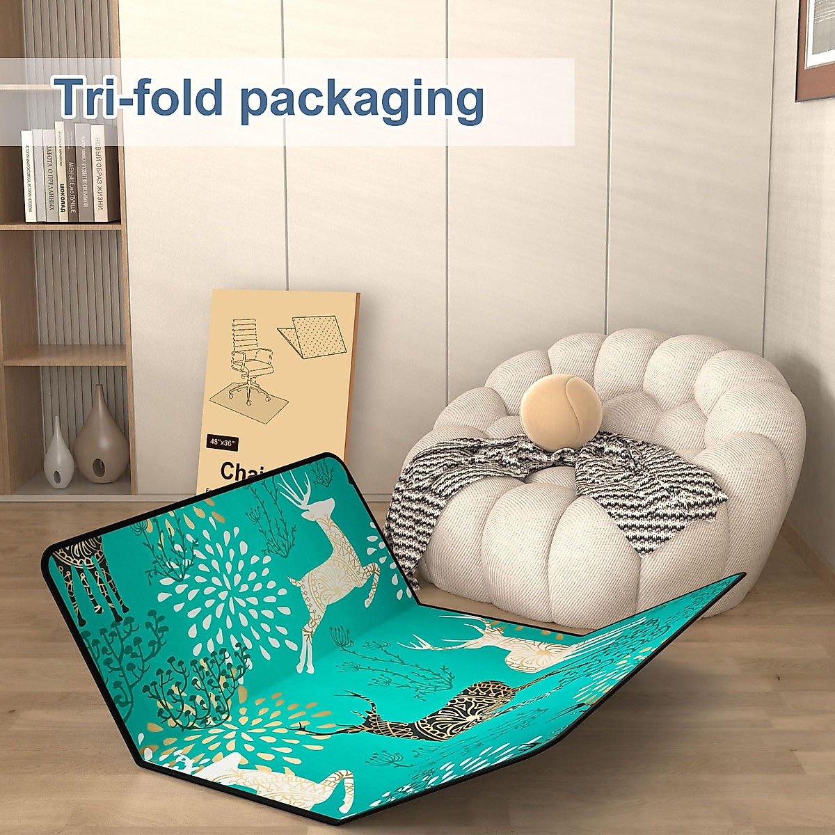 Mapuon Heavy Duty Desk Chair Mat for Carpet & Hardwood Floors, 48" x 36" Exquisite Jacquard Floor Mat Office Chair Mat for Carpeted Floors and Hardwood Floor for Home Office