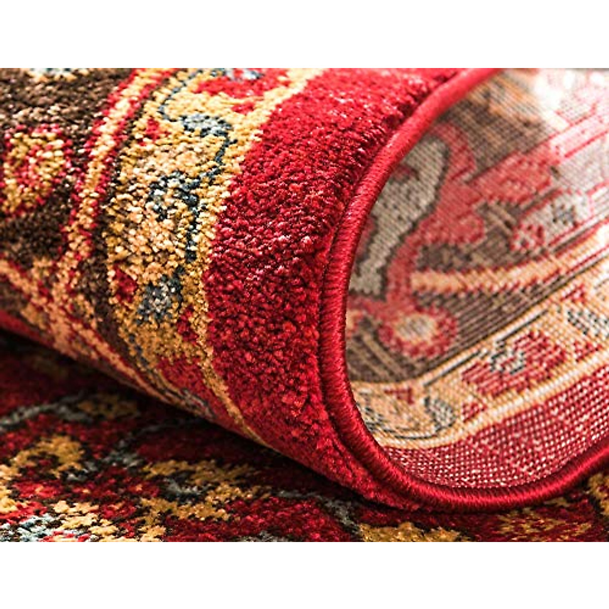 Unique Loom Sahand Collection Traditional Geometric Classic Red Round Rug (8' 0 x 8' 0)