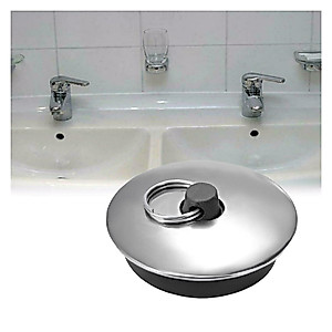 PRIMUZ 1pcs Rubber Sink Plug Drain Stopper Fit 40mm with Ring Compatible with Bathtub Kitchen Sink Strainer Stopper Laundry Sink Plug Drainage