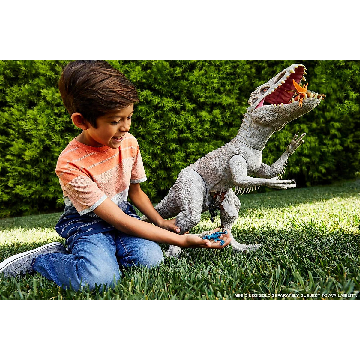 Mattel Jurassic World Camp Cretaceous Super Colossal Indominus Rex Dinosaur Toy, Action Figure at 3.5 Feet Long with Eating Feature, for Kids