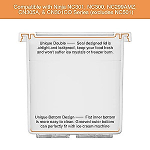 SOPHICO Pint Containers with Silicone Lids Replacement for Pints and Lids, Compatible with NC299AMZ & NC300s Series Ice Cream Maker, Airtight and Leaf-Proof (2 Pack, Orange)