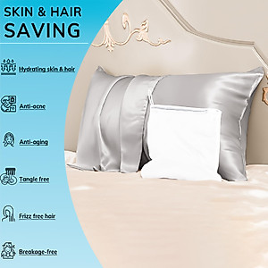 PROMEED 100% Mulberry Toddler Silk Pillowcase for Baby Hair and Skin, Premium Grade 6A+ 23 Momme Travel Silk Pillow Cases 13 x 18 with Free Laundry Bag (Toddler/Travel 13"x18", Light Grey)