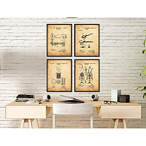 Sewing Patent Poster Set Sewing Room Art Craft Room Decor Sewing Machine Dressform Mannequin Seamstress Wall Decor Sewing Room Artworks Tailors Wall Art Gift For Sewer 8x10 Unframed Print Set