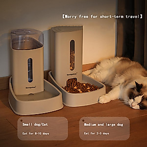 SEVNPRIME Automatic Self-Dispensing Cat & Dog Feeder and Waterer Set, 3.8L Capacity, Gray, for Small to Medium Pets, Dimensions 12.8in x 7.87in x 12.2in