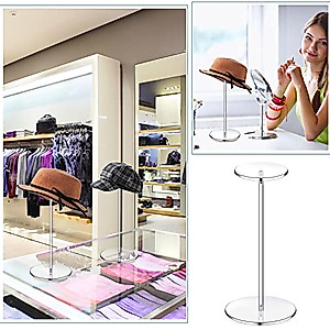 Chunful Acrylic Hat Stand Wig Display Rack Clear Pedestal Stand Baseball Hat Rack Stand Square Round Acrylic Risers for Display Hat Watch Jewelry, Set of 4 (Round Style, 12 Inch)
