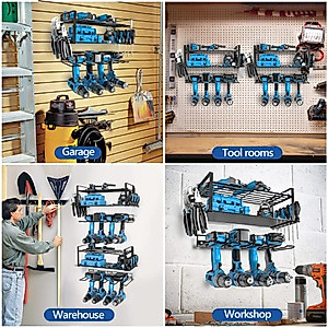Warmodern 2Pack Power Tool Organizer, Wall Mount Garage Tool Organizers and Storage, 3 Layers Heavy Duty Drill Holder for Garage, Workshop,Father's Day Gift