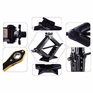 TENFUN Scissor Jack 1.5 Ton(3,307 lbs) Car Jack with The Saving Strength Ratcheting Handle