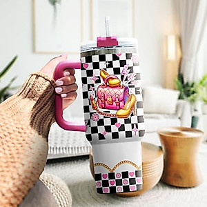 99OWL Women Simple Be Eleven Mama Mother Tumblers To Handle Stainless Cup Coffee Primrose Momma, Cool Moms Checked Fashion, Cool Moms Club Gifts, Tumbler 40 Oz With Handle Lid And Straw