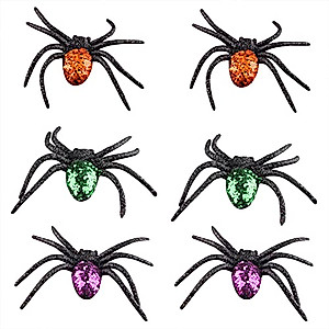 Halloween Spider Prank Toys 6 Pack Plastic Spider Web Decoration Realistic Fake for Halloween Haunted House Spooky and Creepy Themed Party Supplies