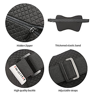 iwantit® Car Neck Pillows with Memory Foam,Automotive Seat Cushions of Headrests for Relieving Neck Stiffness &Supporting with Adjustable Straps and Comfy Outer Cover(Black,1Package, Large Size)
