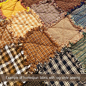 Nutmeg Brown Cotton Homespun Plaid Fabric by JCS - Sold by The Yard
