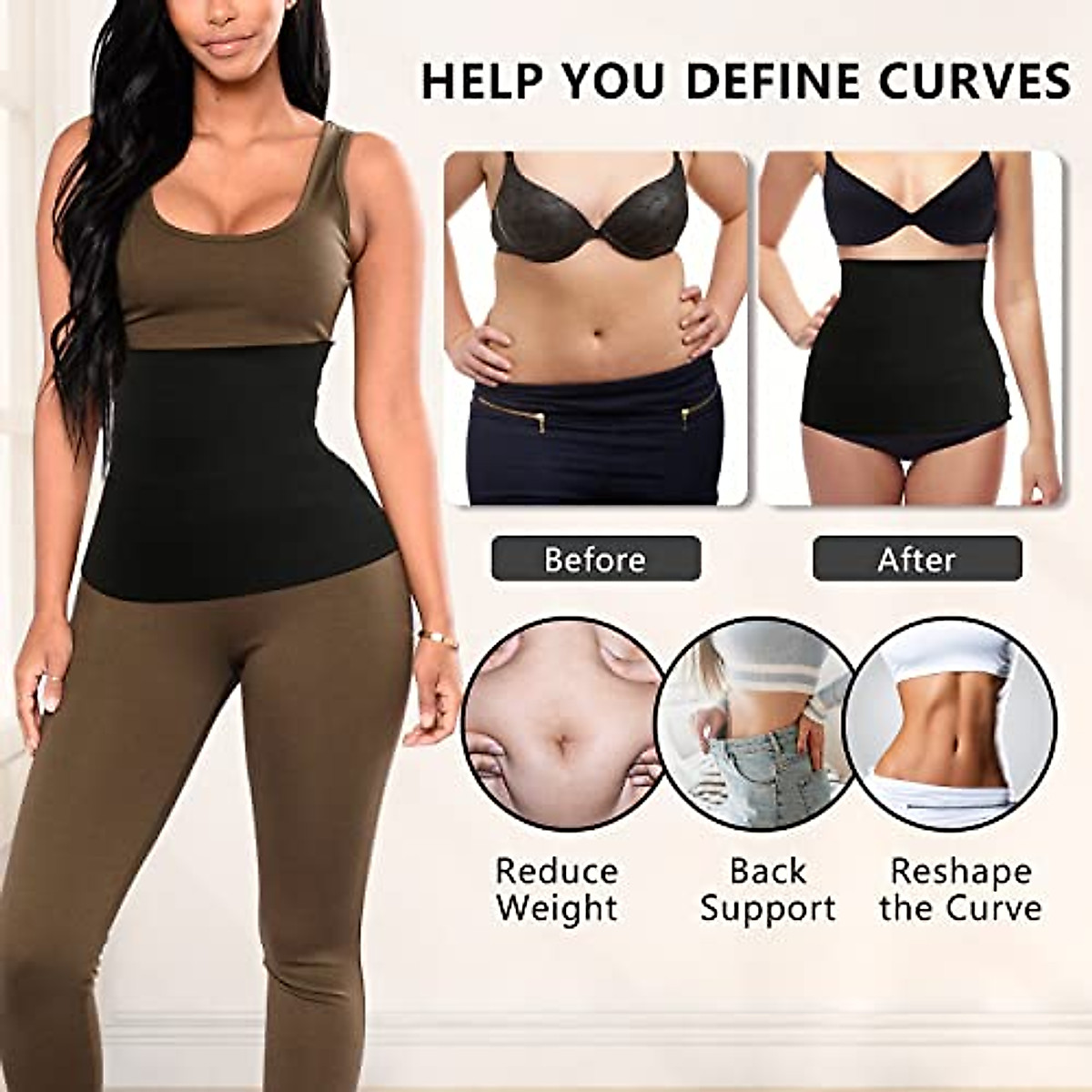 Dumoyi Waist Trainer for Women Lower Belly Fat, Wrap Waist Trainer for Women, Snatch Me Up Bandage Wrap, Plus Size Waist Wraps for Stomach, Waist Trimmer for Women Black