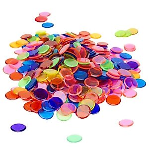 250 3/4-inch Bingo Chips | Translucent, Mixed Color Marker Supplies | Educational Counting, Science, & STEM Resource