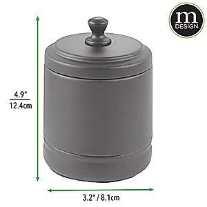 mDesign Metal Bathroom Vanity Storage Organizer Canister Jar with Lid for Cotton Balls, Swabs, Makeup Sponges, Bath Salts, Hair Ties, Jewelry - Hyde Collection - Graphite Gray