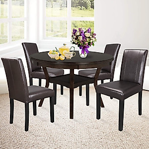 ZENY Dining Chair Set of 4, PU Leather Chairs Modern Diner Chairs Armless Side Chair with Solid Wood Legs for Home Kitchen Living Room