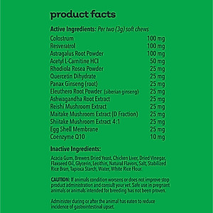 MYOS Immunity Chew for Dogs - Immune System Support, Antioxidants, Helps Cellular Health & Vitality- with Colostrum, Resveratrol, Astragalus Root, and Medicinal Mushrooms- Daily Chewable Supplement