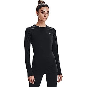 Under Armour Womens Authentics Long Sleeves Crew Neck T-Shirt, Black (001)/White, X-Large