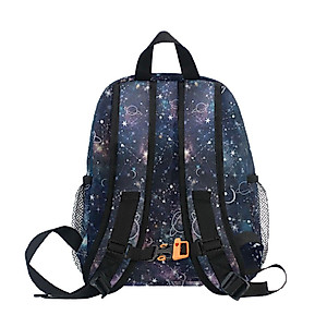 OREZI Night Time Planet And Star Constellation Galaxy Pattern Kids Backpack,Toddler Schoolbag Preschool Bag Travel Bacpack for Little Boy Girl