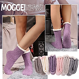 Fuzzy Socks for Women Fluffy Cozy Slipper Cabin Comfy Warm Winter Sleep Soft Plush Fleece Stocking Stuffers for Women Adult Home Socks Christmas Mothers Day Gift Ideas for Teen Girls Color D 6 Pairs