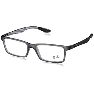 Ray-Ban RX8901 Rectangular Prescription Eyeglass Frames, Demi Gloss Grey/Demo Lens, 55 mm