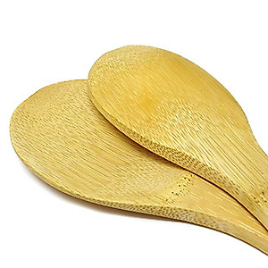 Honbay 2PCS Bamboo Rice Scoops Paddles for Kitchen (20cm)