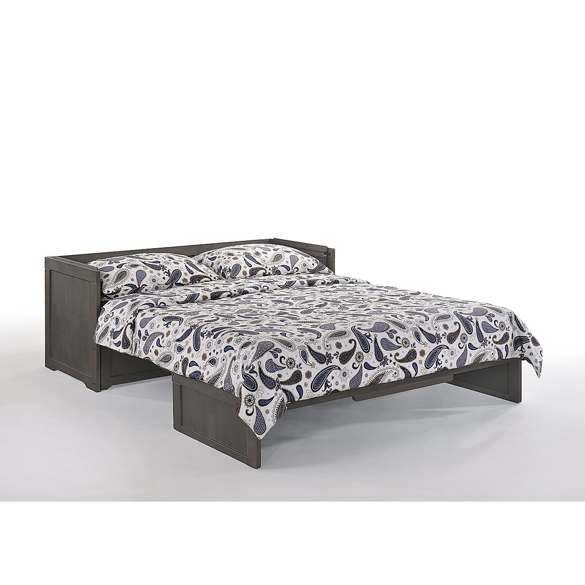NIGHT & DAY Murphy Cube Queen Cabinet Bed Ready-to-Assemble with Custom 6" Memory Foam Mattress (Stonewash)