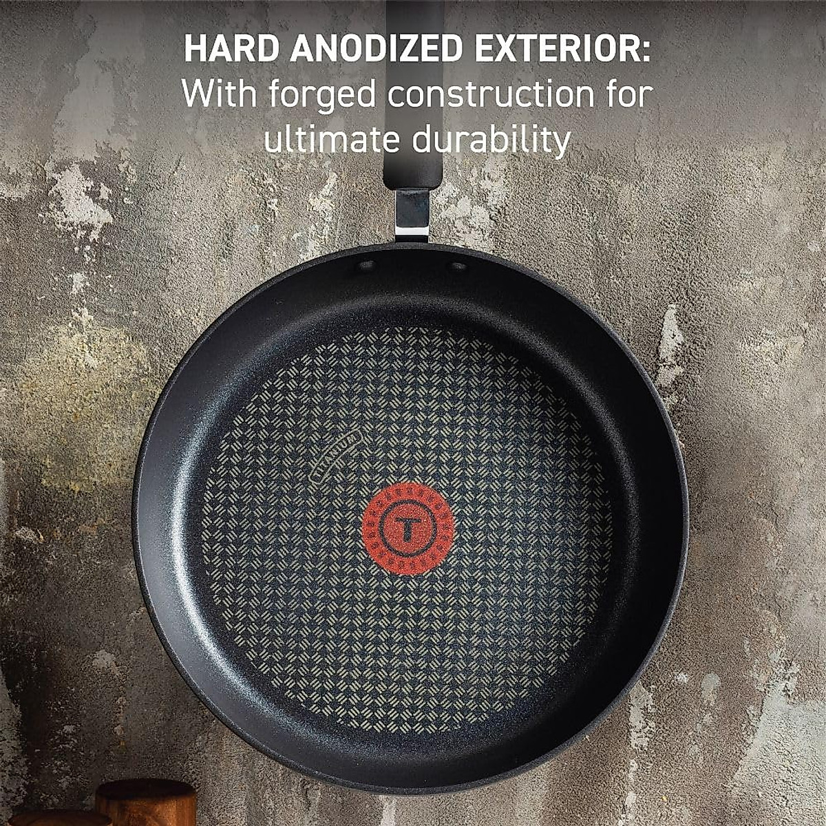 T-fal Ultimate Hard Anodized Nonstick Fry Pan Set 8, 10.25, 12 Inch Oven Safe 400F, Lid Safe 350F Cookware, Pots and Pans, Dishwasher Safe Black