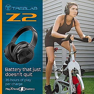 TREBLAB Z2 - Ultra Premium Over Ear Wireless Headphones - High-End Bluetooth 5.0 Stereo aptX, Active Noise Cancelling ANC Microphone, 35H Battery, Sports Gym Workout Travel Auriculares (Renewed)