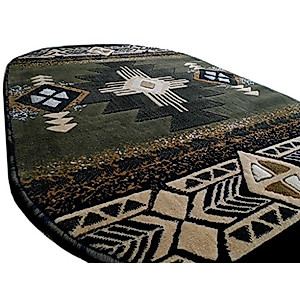 Southwest Native American Area Rug Sage Green (3 Feet X 5 Feet Oval)