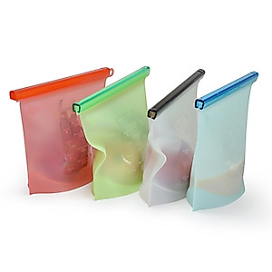Reusable Silicone Food Storage Bags, WINDSIUUU 100% Silicone Food Grade Containers, Leakproof, Sandwich Snack Bags, Stand Up Zip Container for Soup and Leftovers, Dishwasher & Microwave Oven Safe-18OZ