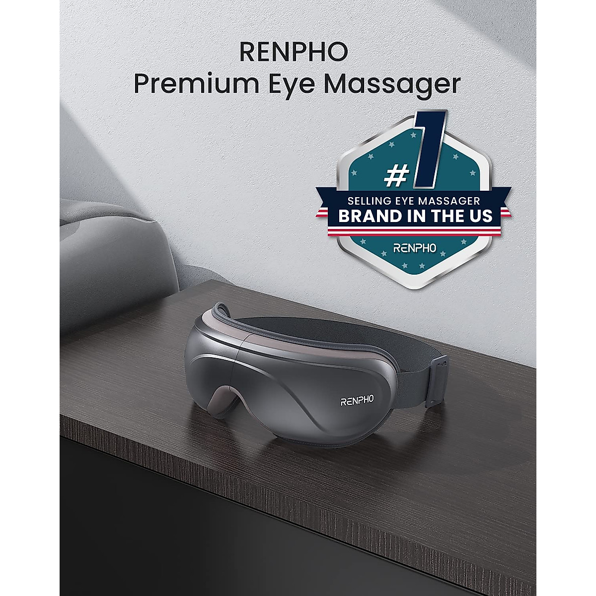 RENPHO Eyeris 2 - Eye Massager with Heat, Birthday Gift for Migraines, Bluetooth Music Heated Eye Mask for Relax Eye Strain Dark Circles Eye Bags Dry Eyes Improve Sleep, Face Eye Care Massager