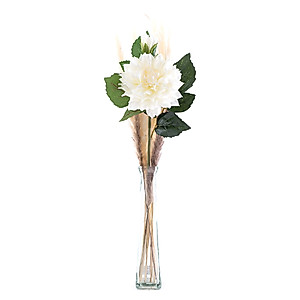 ELITE FLORAL (4 Pack 23" Artificial Dahlia Flowers Faux Dahlia Stem (White), Long Artificial Silk Flowers Realistic Fake Flowers for Wedding, Home Garden, Dining Table Decor, DIY