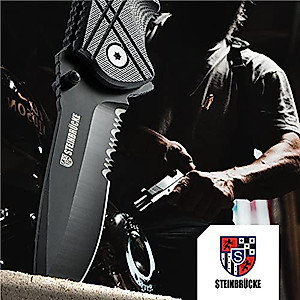 STEINBRÜCKE Pocket Knife - Tactical Folding Knife Stainless Steel 8Cr15Mov 3.4'' Blade, CNC Machined G10 Handle with Clip for Tactical, Camping,Outdoor, Gifts for Men, Dad