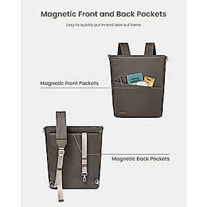 tomtoc Convertible Tote Bag Laptop Backpack for Woman, Slim Water-resistant Work Travel Casual Daypack Crossbody Shoulder Bag with Wide Top Open Laptop Compartment Fits 14 Inch Laptop