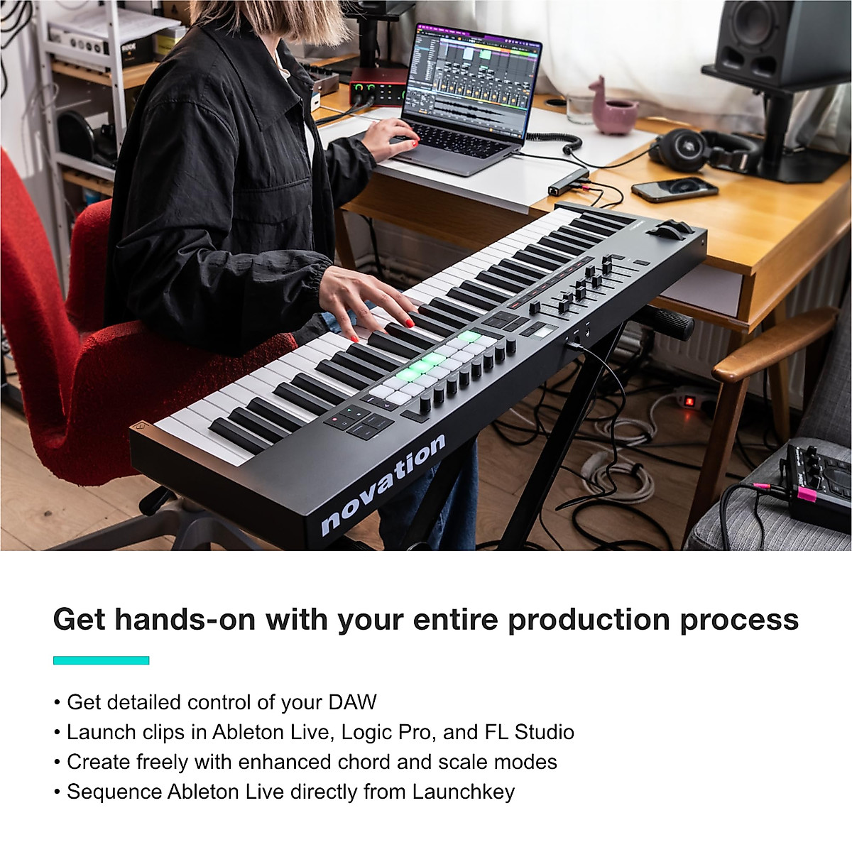 Novation Launchkey 61 [MK3] MIDI Keyboard Controller — Seamless Ableton Live Integration. Chord Mode, Scale Mode, and Arpeggiator. All the software you need for Music Production.