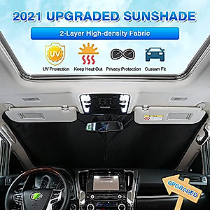 T TGBROS Windshield Sunshade for 2017 2018 2019 2020 2021 Chrysler Pacifica Minivan Window Sun Shade Foldable Sun Shield Upgrade Reflective Polyester Cover Block Heat and Sun