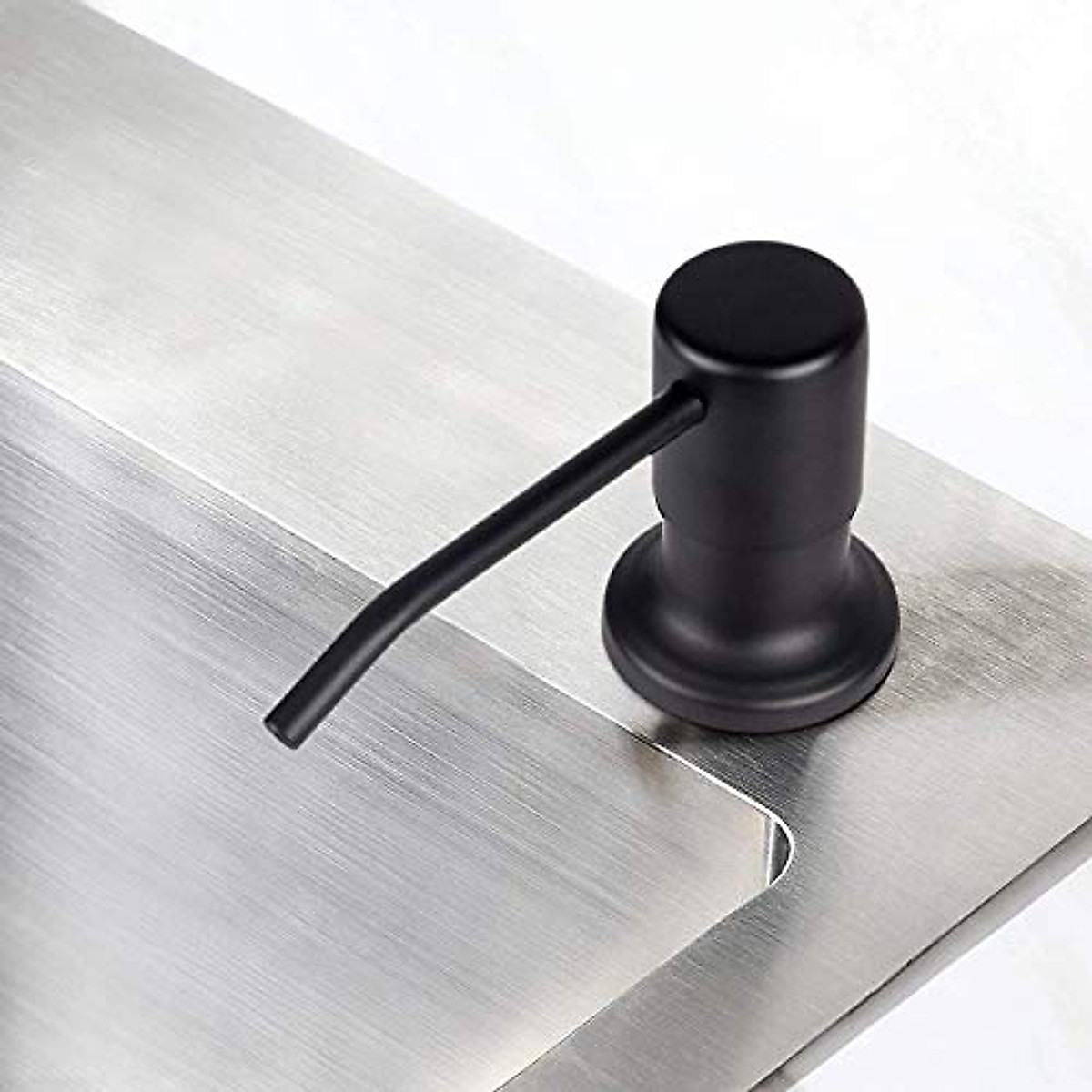 Soap Dispenser, Stainless Steel Pump Head Kitchen Sink Soap Dispenser, 10.14 OZ Capacity (Black)