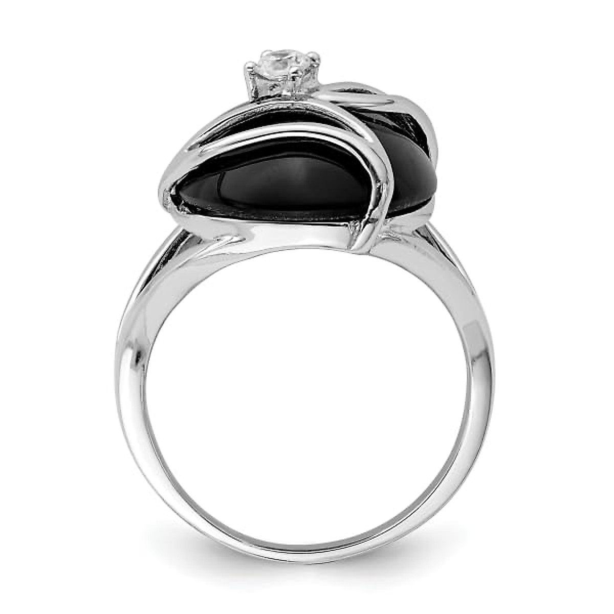 925 Sterling Silver Black Onyx Cubic Zirconia CZ Ring Size 8