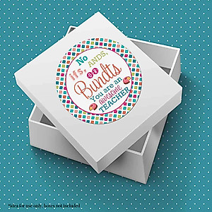 No IFS, Ands, or Bundts Cake Themed Teacher Appreciation Thank You Sticker Labels, 40 2" Party Circle Stickers by AmandaCreation, Great for Envelope Seals & Gift Bags