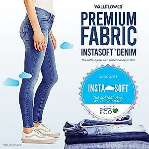 WallFlower Women's Ultra Skinny Mid-Rise Insta Soft Juniors Jeans (Standard and Plus), Lake Pure, 7 Short