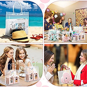 85 Pcs Clear PVC Gift Bags with Handles Transparent Gift Wrap Bags Clear Plastic Gift Tote Bags Reusable Clear PVC Favor Bags for Shopping Wedding Baby Shower Birthday Party, 9.84 x 9.84 x 3.54 Inch