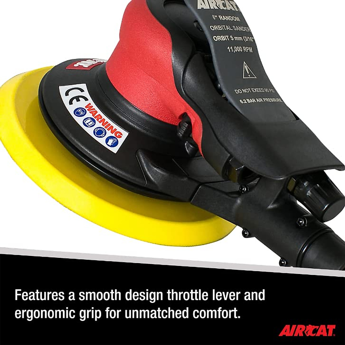 AirCAT 6700-6-336CV 6" Central Vacuum Palm Sander 3/16" Orbit