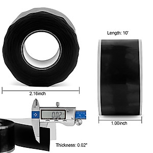 1"x10' Black Self-Fusing Silicone Tape, Hose Repair Tape, Heavy Duty and Leak Proof Rubber Hose Tape, Pipe Repair Tape for Water Leaks, (0.5mm in Thickness)