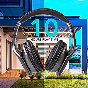 iHip Side Swipe Touch Control Wireless Bluetooth Headphones Over Ear - Foldable, Soft Memory-Protein Earmuffs, w/Built-in Mic and Wired Mode for PC/Cell Phones/TV - Black - Touch Only + Knob