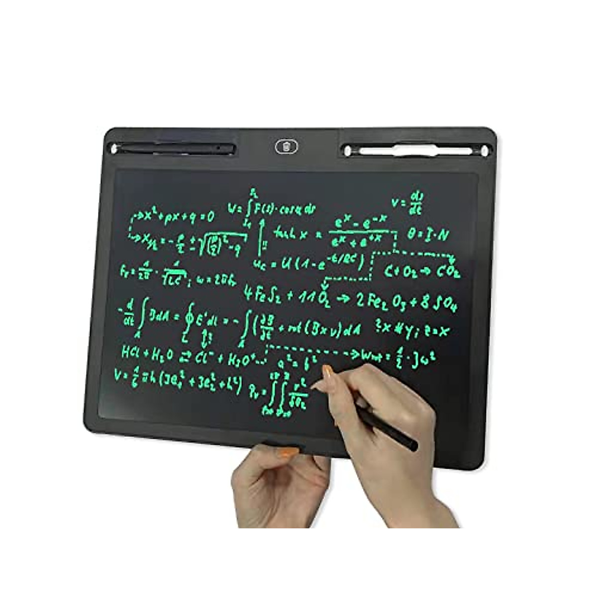 Large LCD Writing Tablet 16 Inch Screen 4 Adult & Kid, Standalone Electronic Graphic Drawing & Doodle Pad No Computer Needed, Erasable Message Board w 2 Styluses, (Black Case, Green Writing Color)