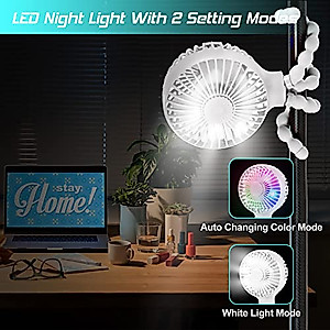 scurry Upgraded Stroller Fan Mini Battery Operated Fan Small USB Rechargable Desk Fan Baby Portable Fan Flexible Tripod Clip On Fan with 3 Speeds Baby Fan for CarSeat Crib Treadmill (White)