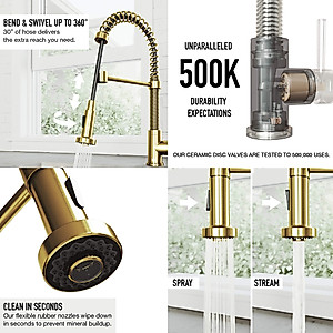 VIGO VG02001MGK2 19" H Edison Single-Handle with Pull-Down Sprayer Kitchen Faucet with Soap Dispenser in Matte Gold
